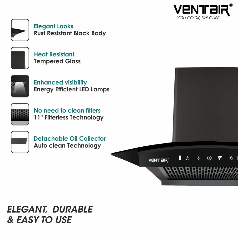 Ventair D11 Pro Auto Clean Chimney (Motion Sensor, 60cm, 1200 m3h, 11 ...